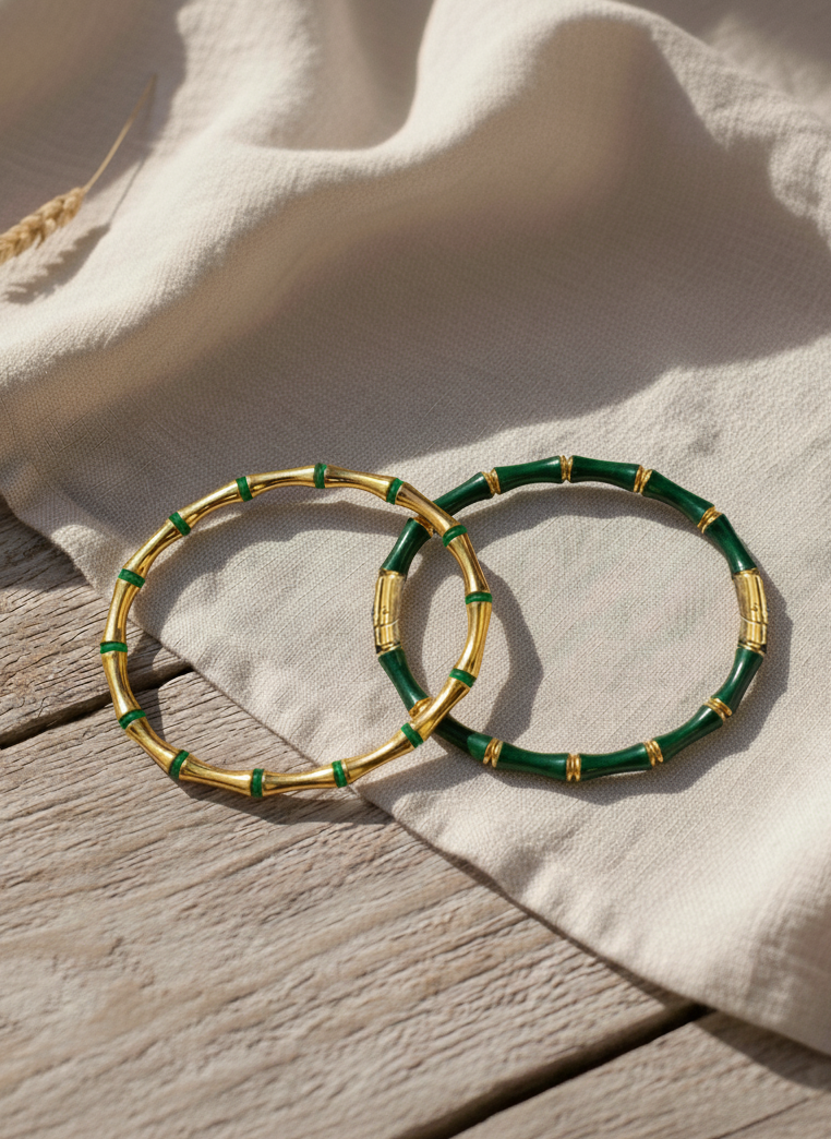 The Green Lyra Bangle Set – Zeeta’s
